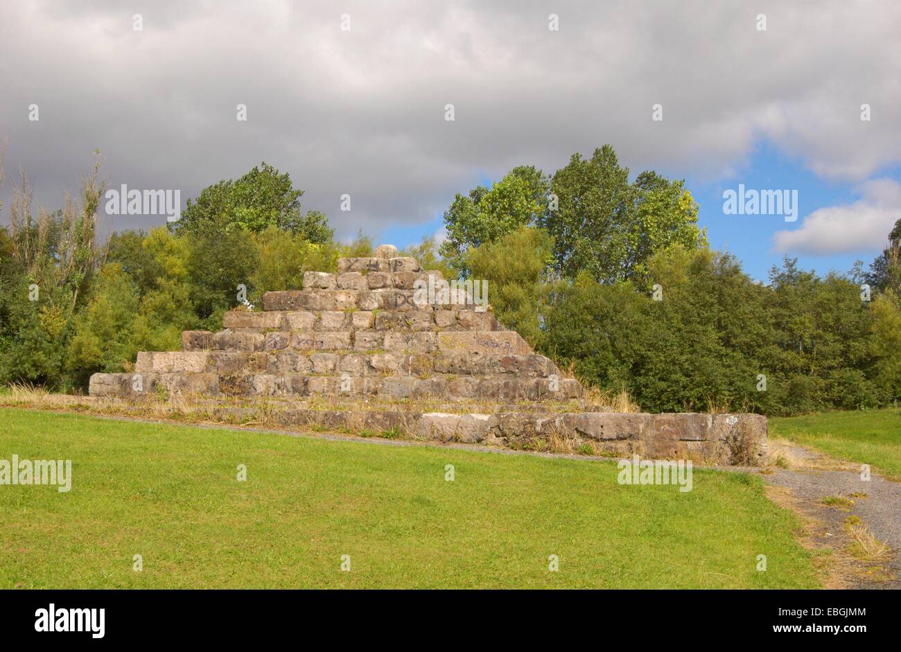 Stepped pyramid feature in Hogarth Park in Carntyne in Glasgow ...