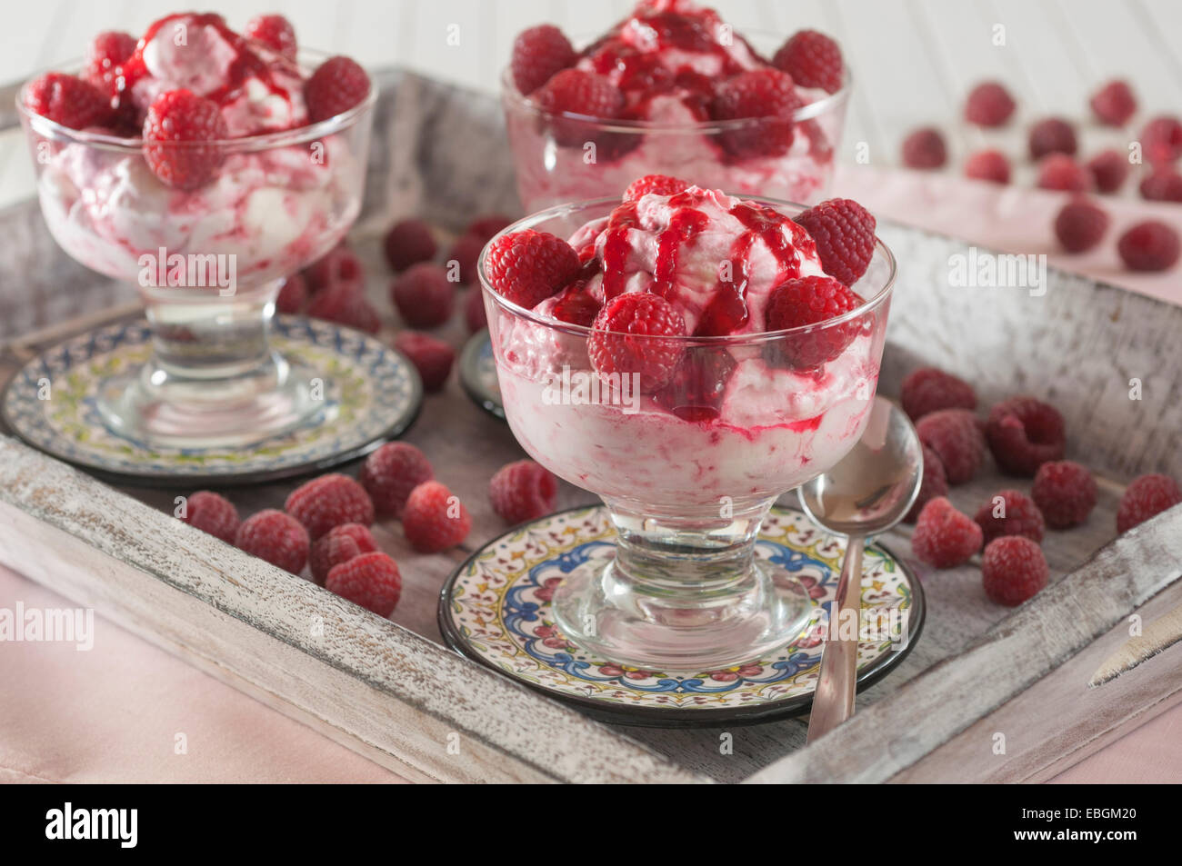 Raspberry fool. Summer fruit dessert Stock Photo - Alamy