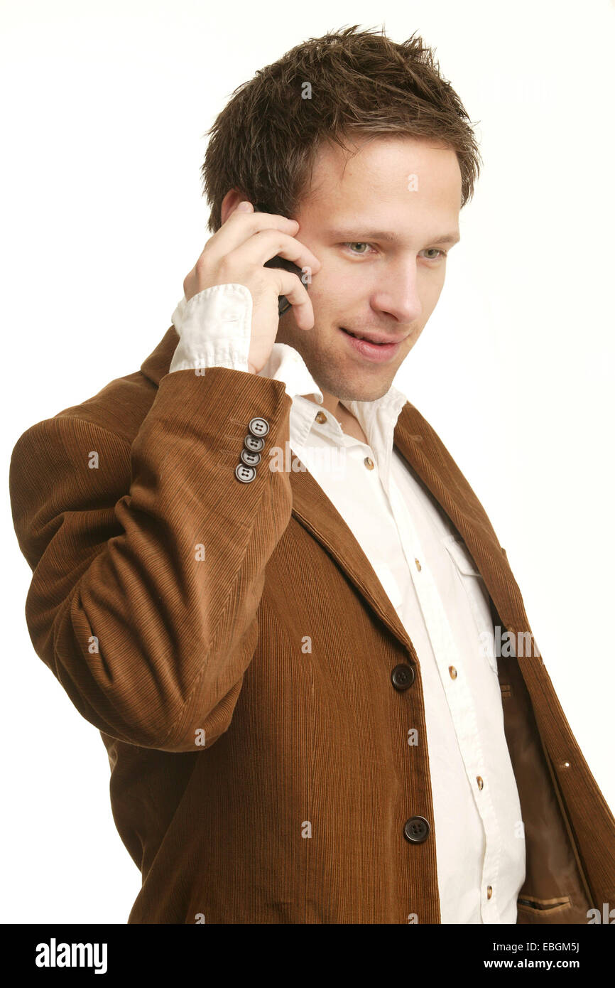 young man phoning with a mobile Stock Photo - Alamy
