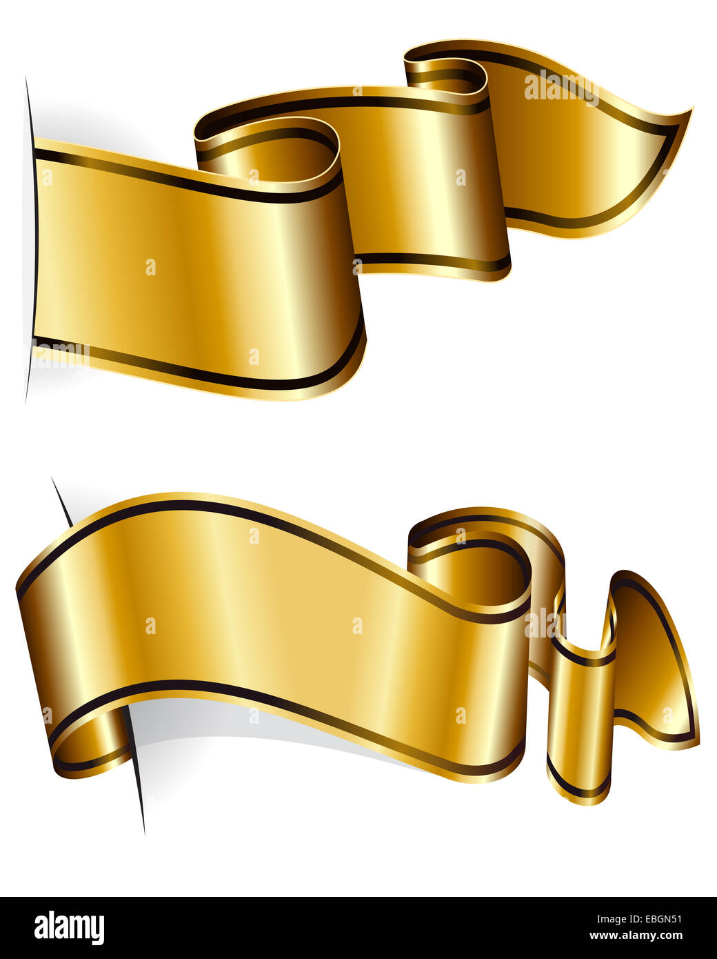 Gold ribbon collection isolated on white background Stock Photo - Alamy