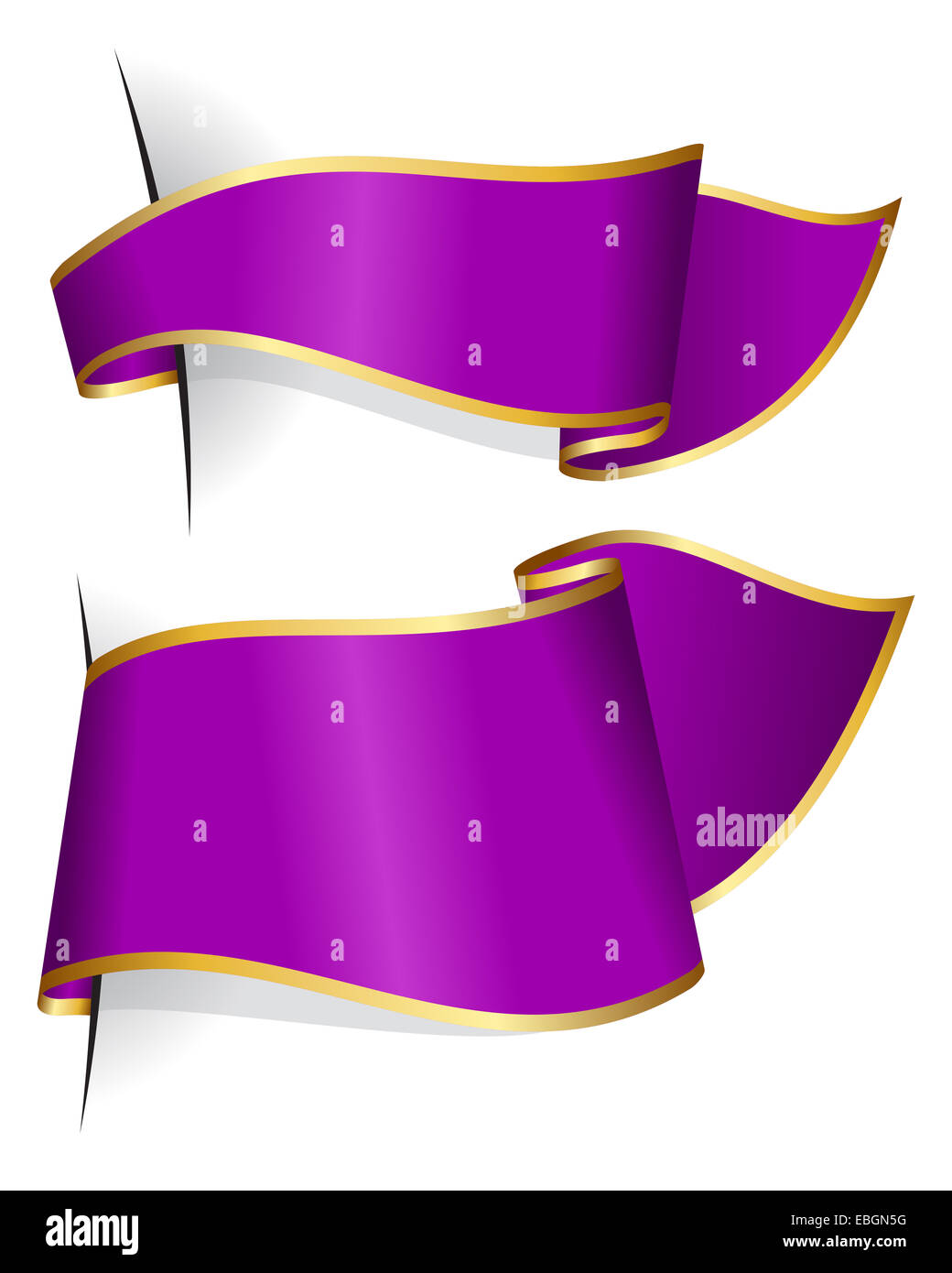 Violet ribbon collection isolated on white background Stock Photo - Alamy