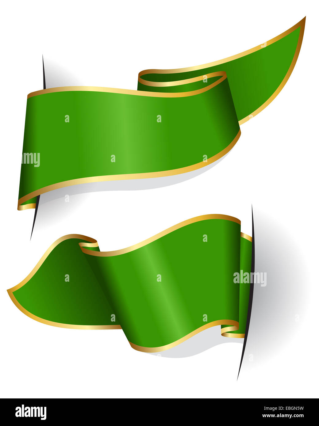 Green ribbon collection isolated on white background Stock Photo - Alamy