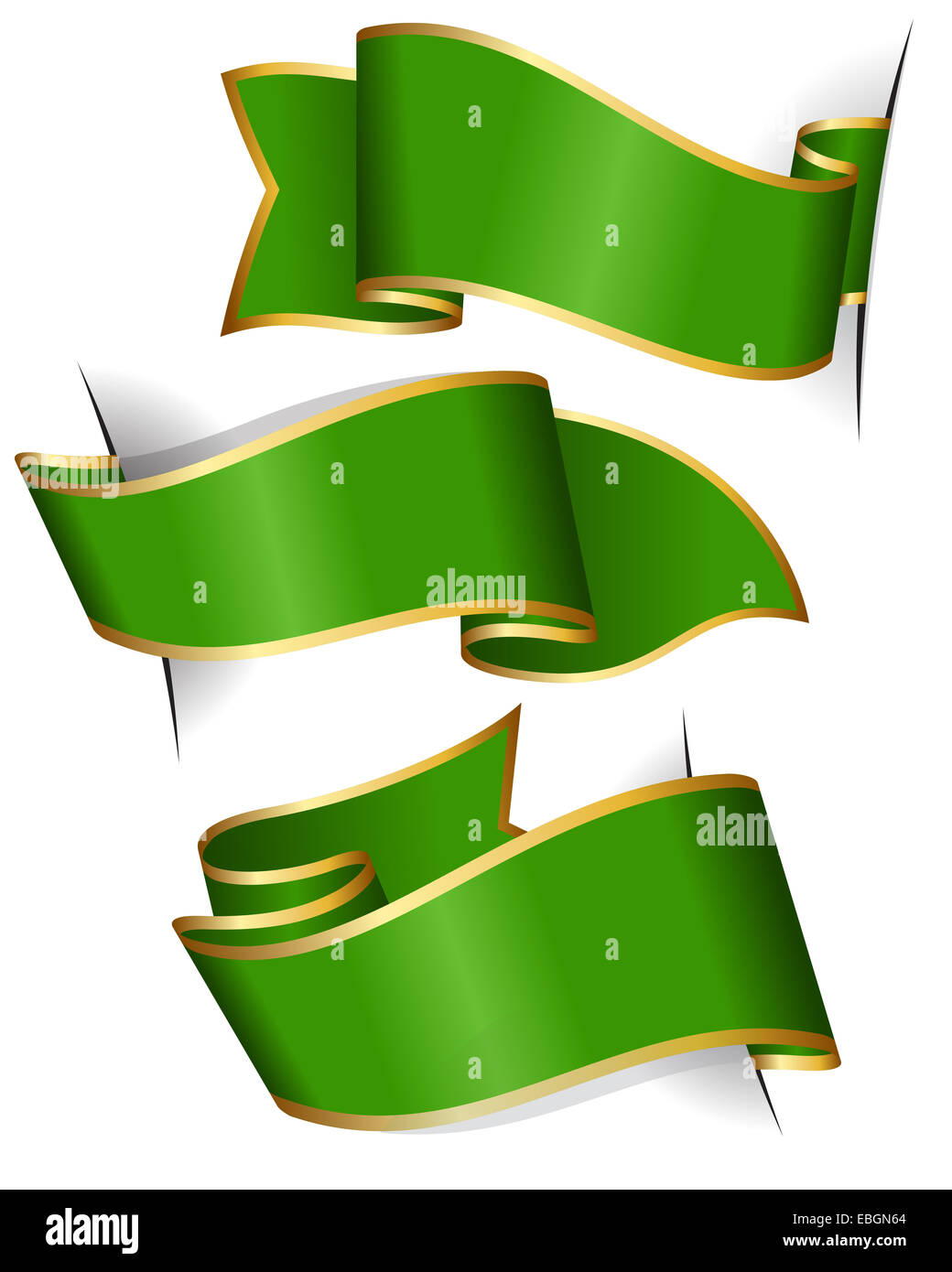 Green ribbon collection isolated on white background Stock Photo - Alamy