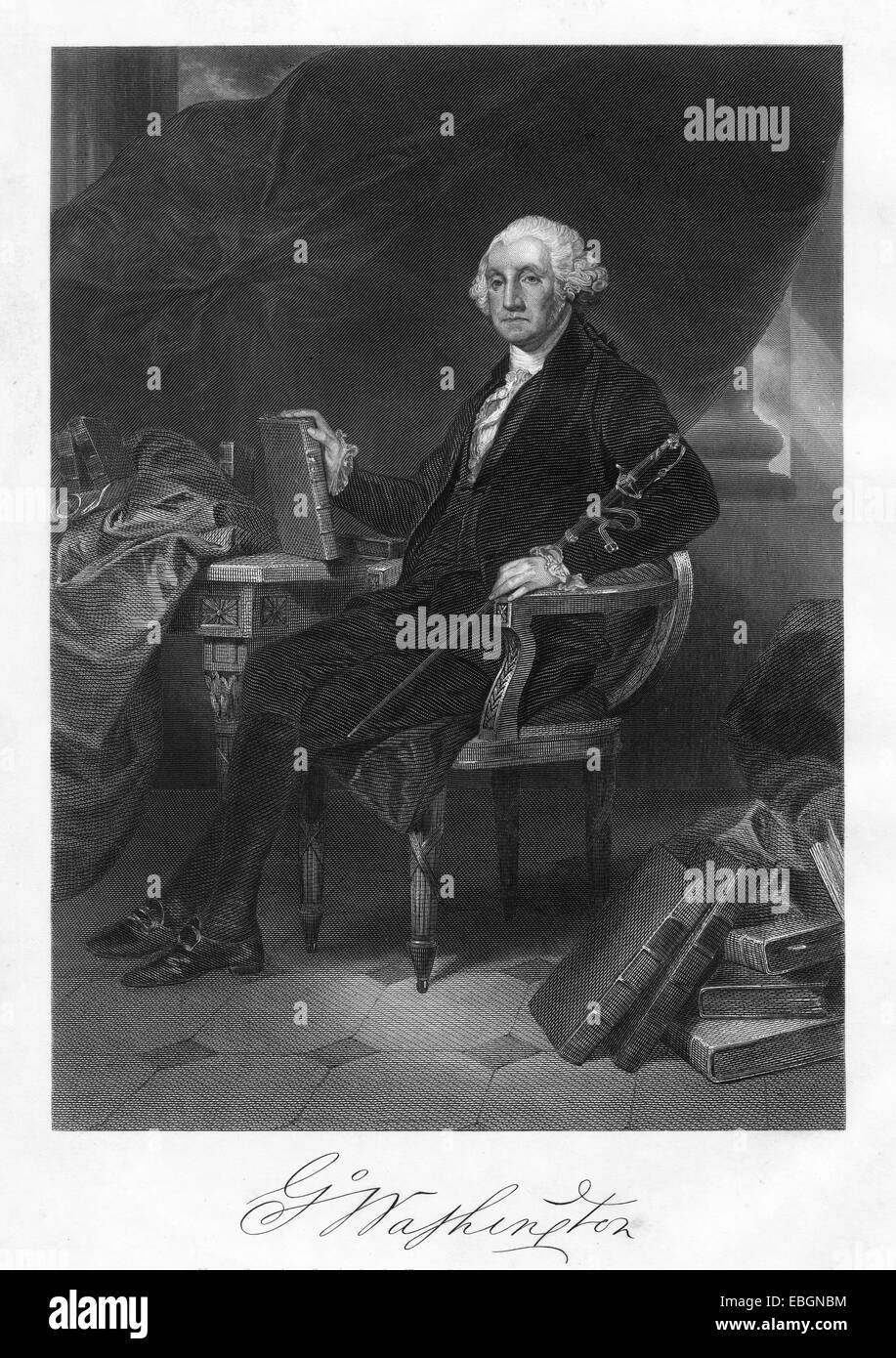 Washington engraving Black and White Stock Photos & Images - Alamy