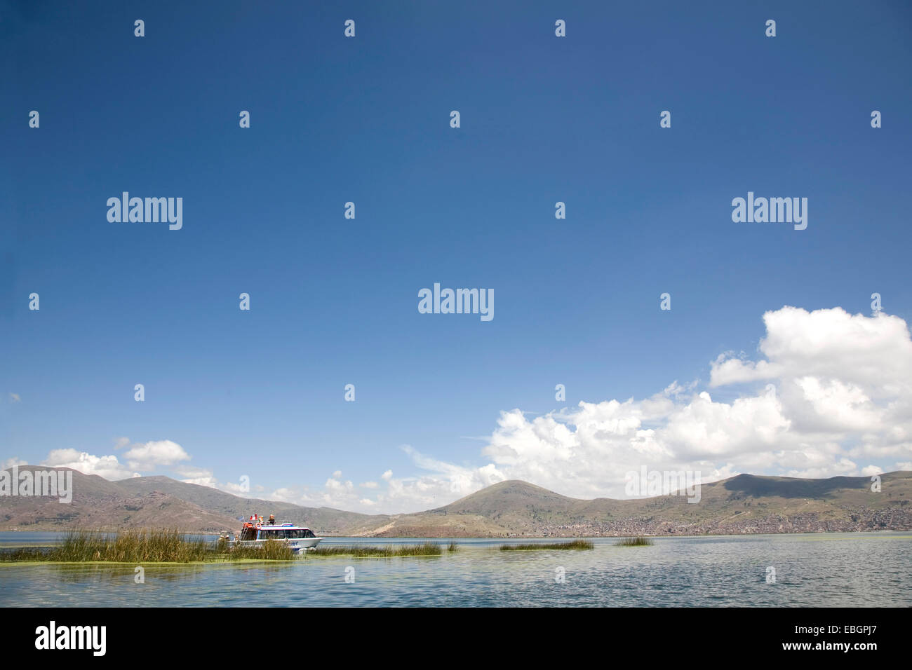 excursion boat on Lake Titicaca, Peru, Puno Stock Photo - Alamy