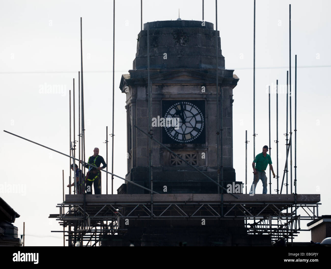 Working against the clock: erecting scaffolding around the clock tower ...