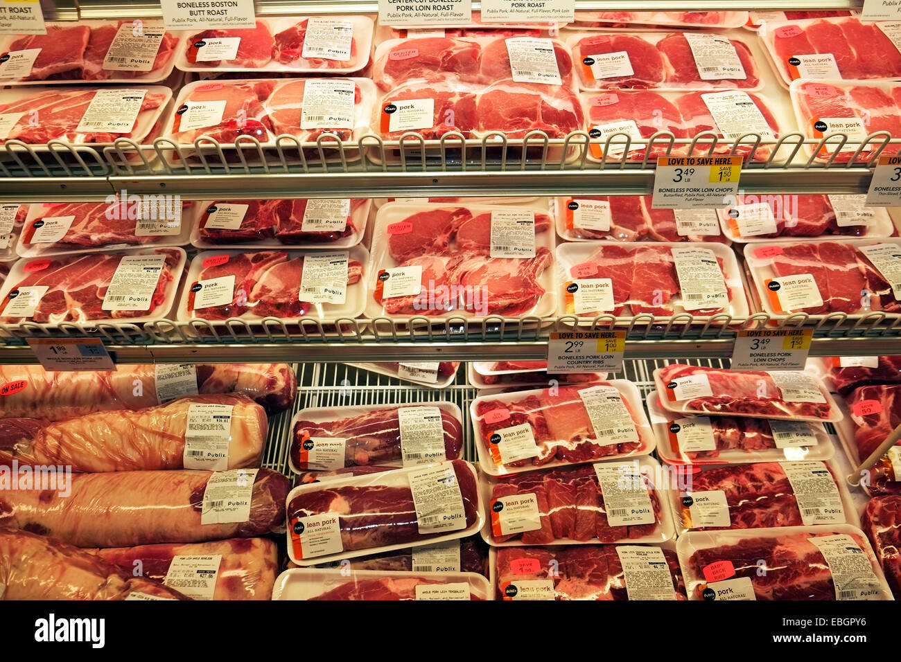 Fresh red meat for sale at a grocery store Stock Photo - Alamy