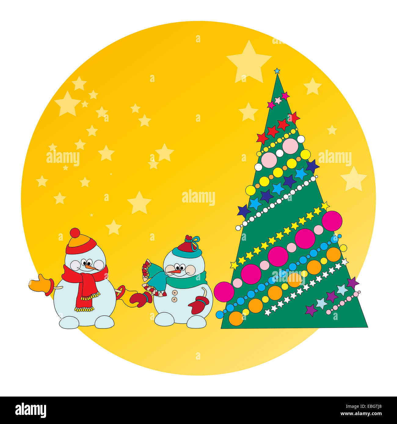 Merry christmas tree snowman Cut Out Stock Images & Pictures - Alamy