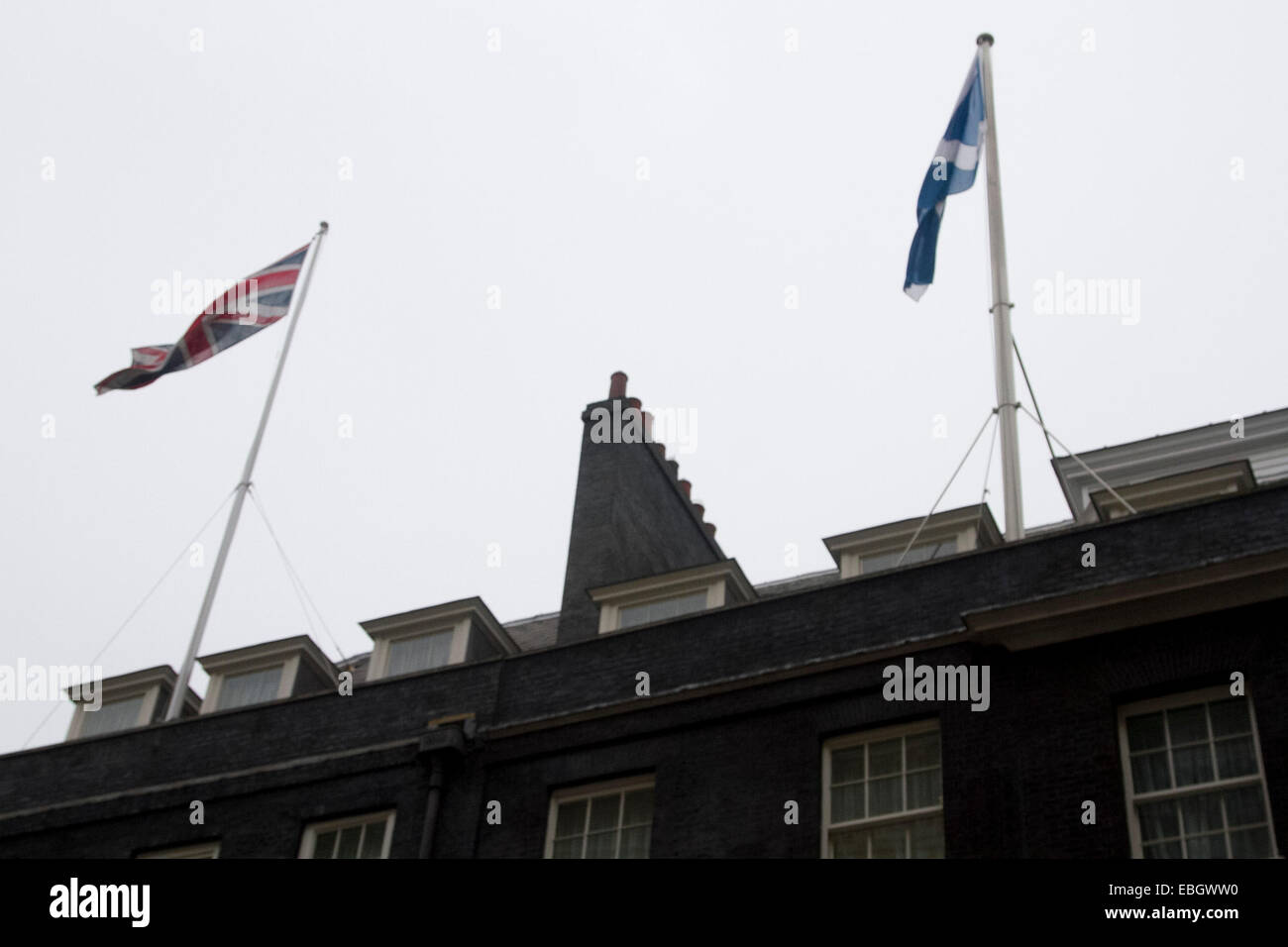 Westminster London,UK. 1st December 2014. The Scottish Saltire flies ...