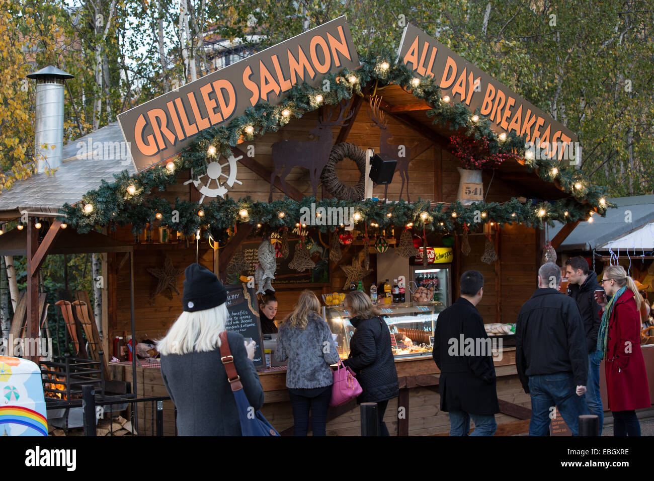 Grilled Salmon All Day Breakfast stall at the German Christmas Market ...