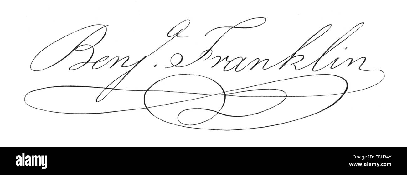 Benjamin Franklin Signature Stock Photo - Alamy