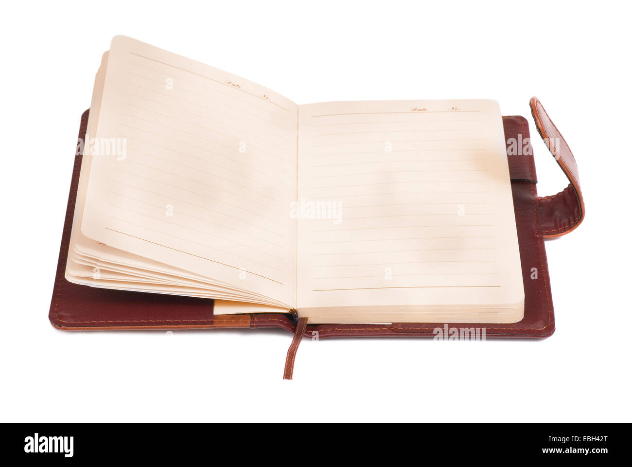 Open old notebook isolated on the white background Stock Photo - Alamy