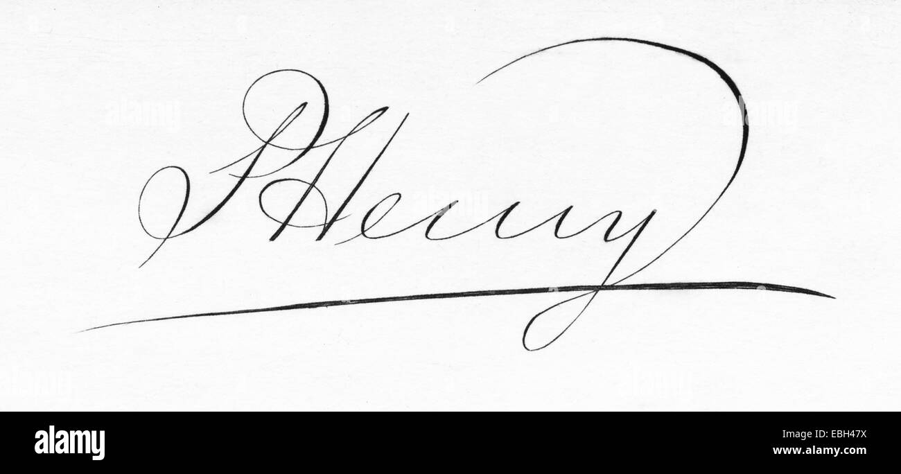 Digitally restored engraved signature of Patrick Henry Stock Photo - Alamy