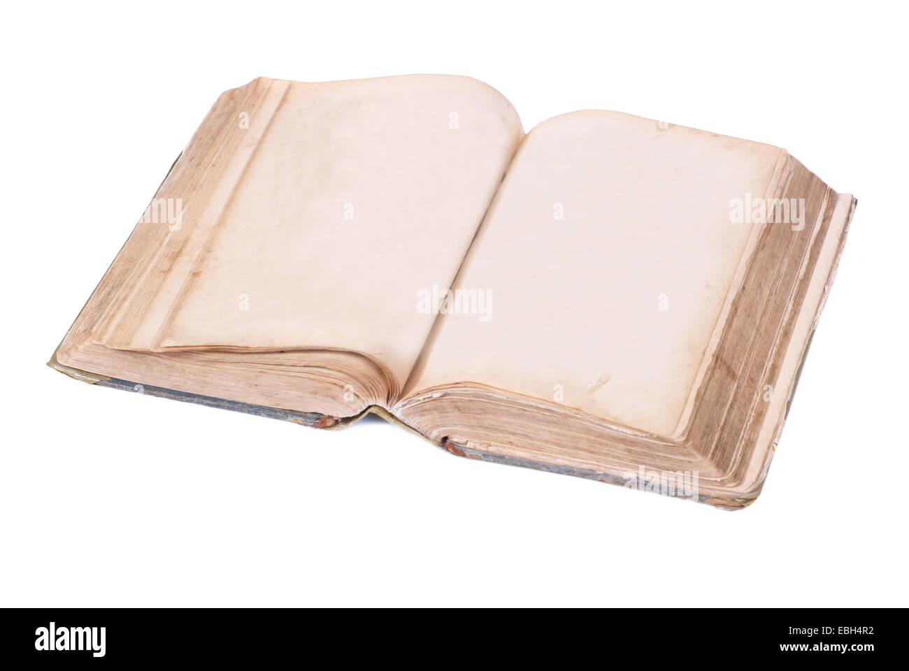Open old book isolated on white background Stock Photo - Alamy