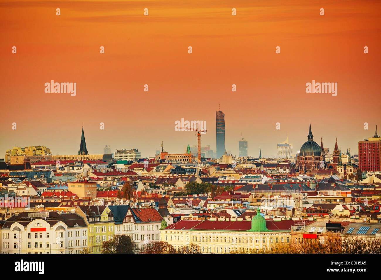 Vienna aerial view in the evening at sunset Stock Photo - Alamy