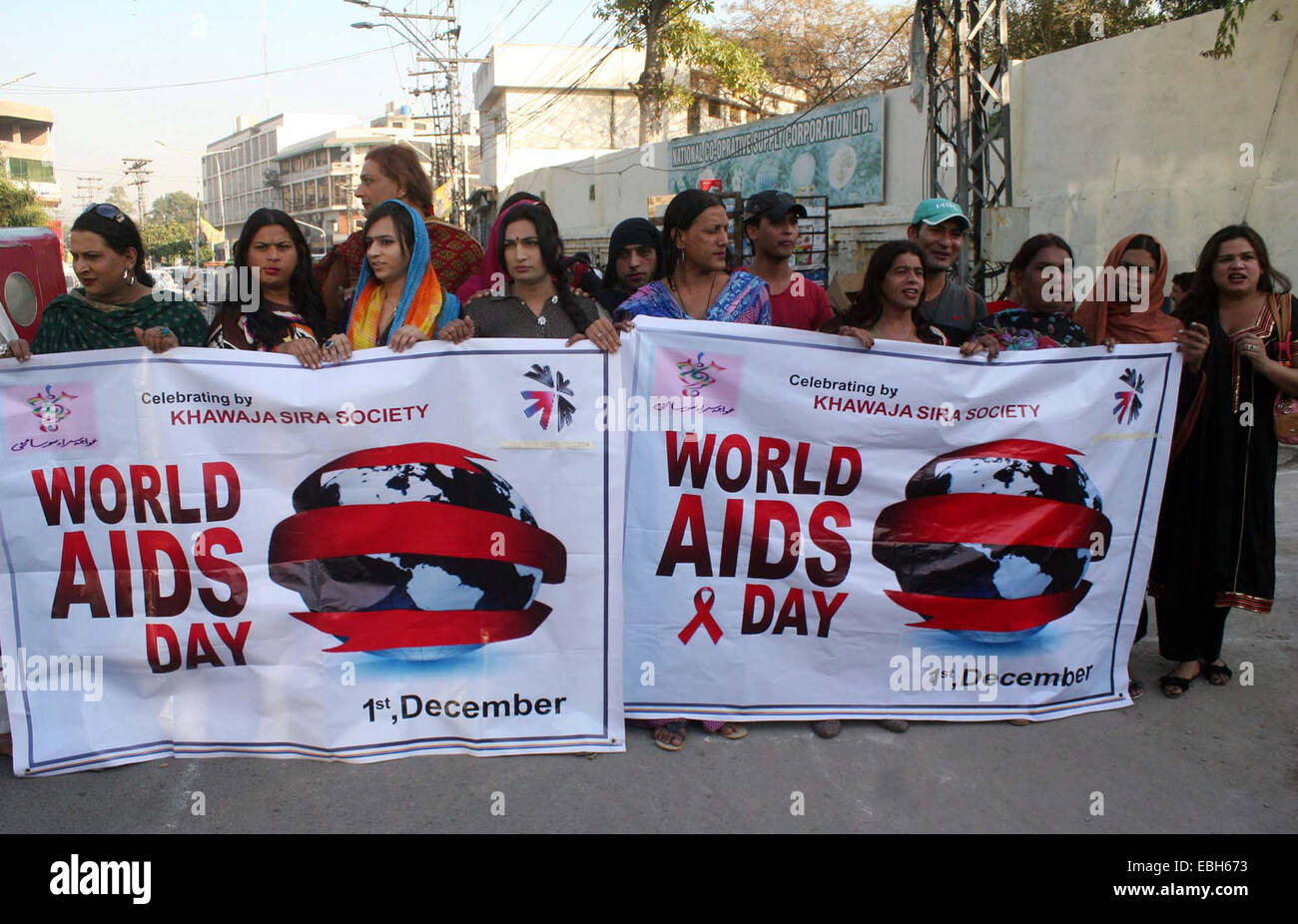 Eunuchs chant slogans during walk against HIV and AIDS on occasion of ...