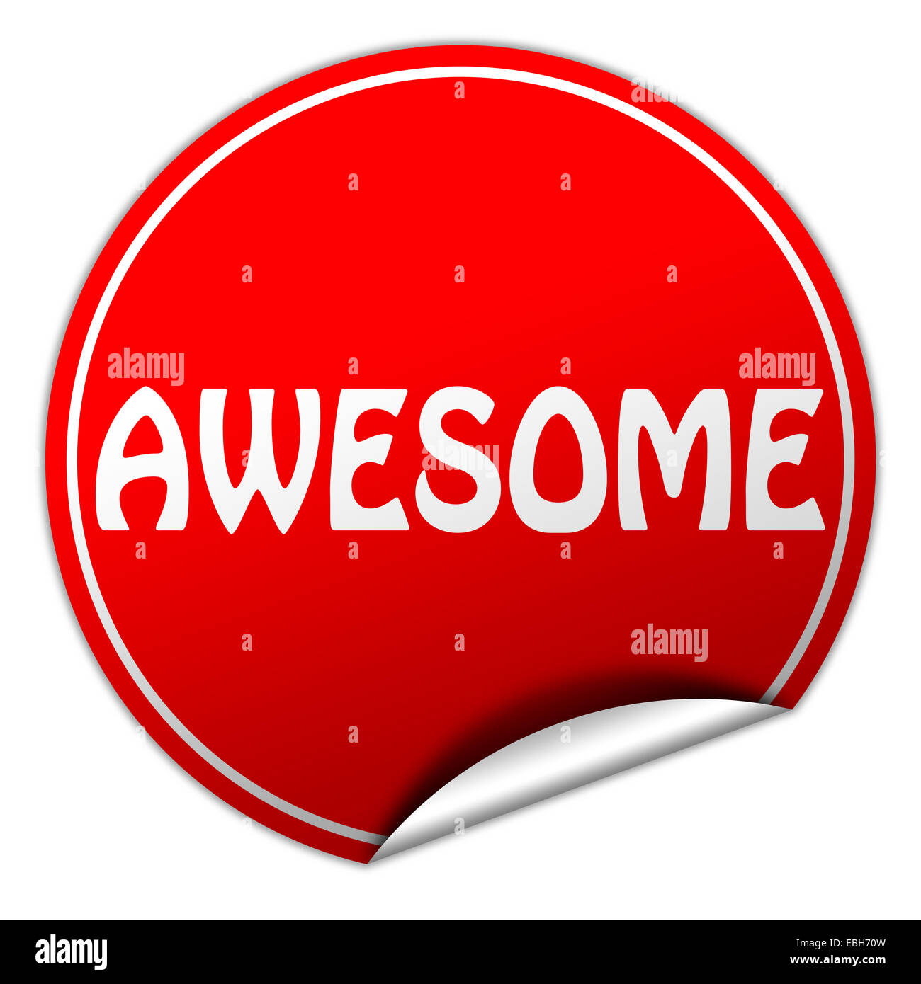 AWESOME round red sticker on white background Stock Photo - Alamy