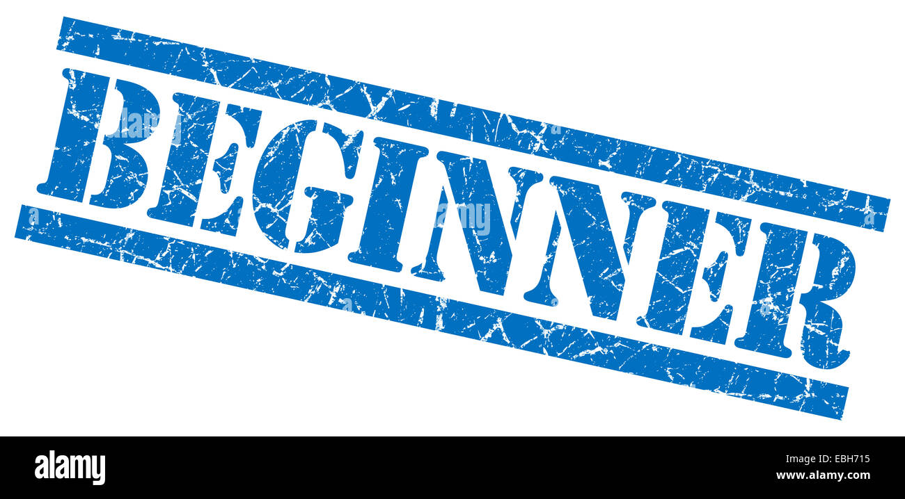 beginner blue square grungy isolated rubber stamp Stock Photo - Alamy