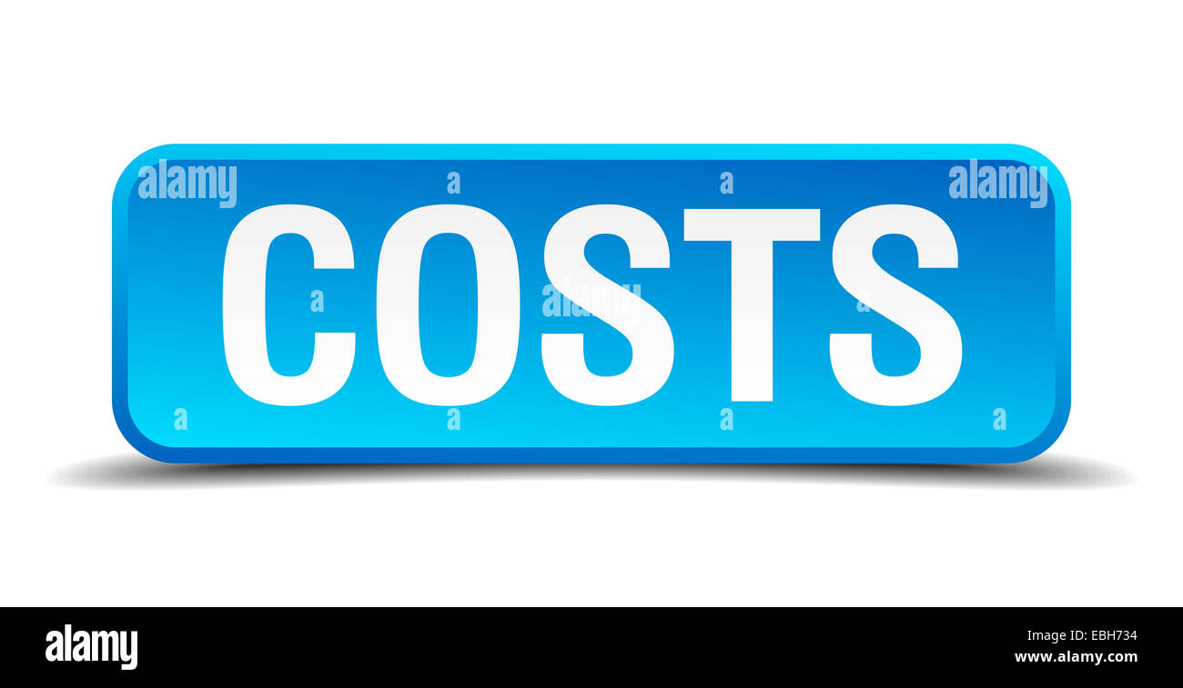 costs blue 3d realistic square isolated button Stock Photo - Alamy