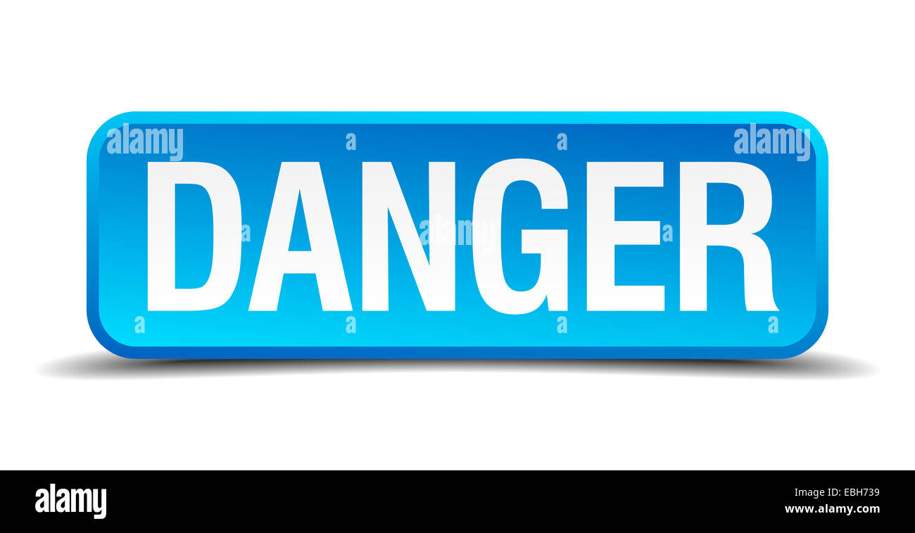 danger blue 3d realistic square isolated button Stock Photo - Alamy