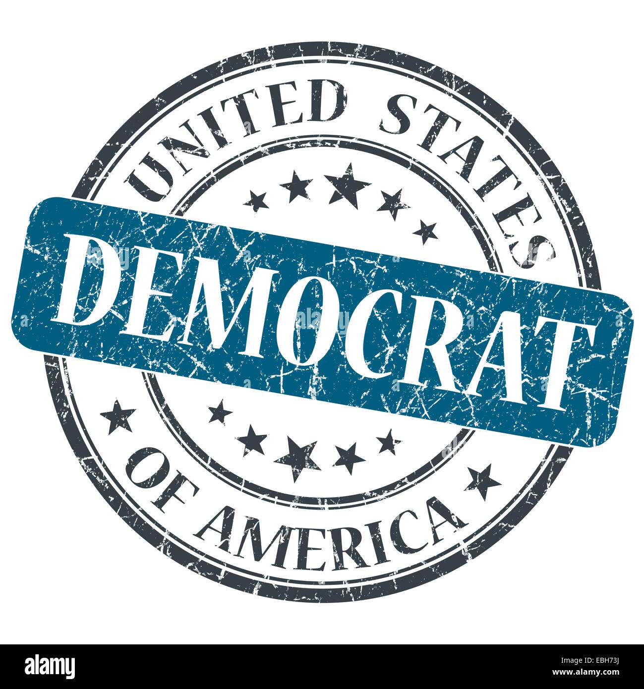 Democrat blue round grungy stamp isolated on white background Stock ...