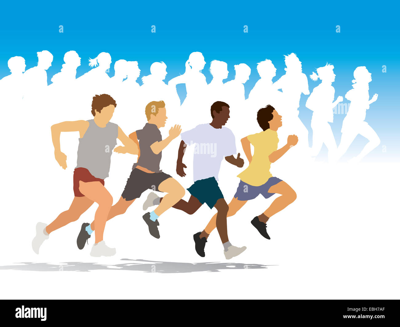 Crowd Of People Running Clipart