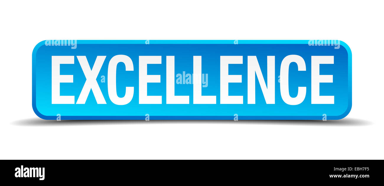 excellence blue 3d realistic square isolated button Stock Photo - Alamy