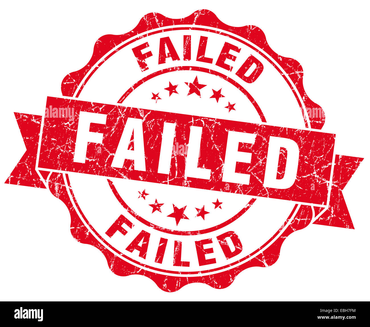 Failed grunge round red seal Stock Photo - Alamy