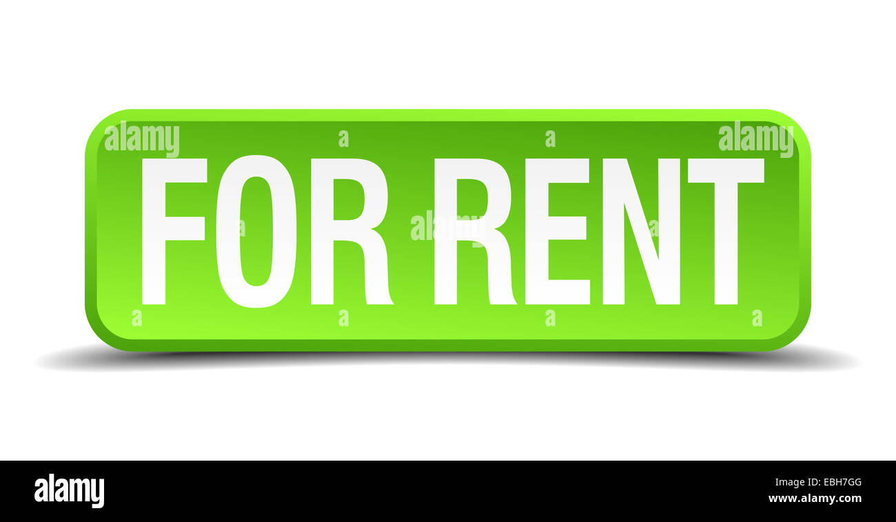 for rent green 3d realistic square isolated button Stock Photo - Alamy