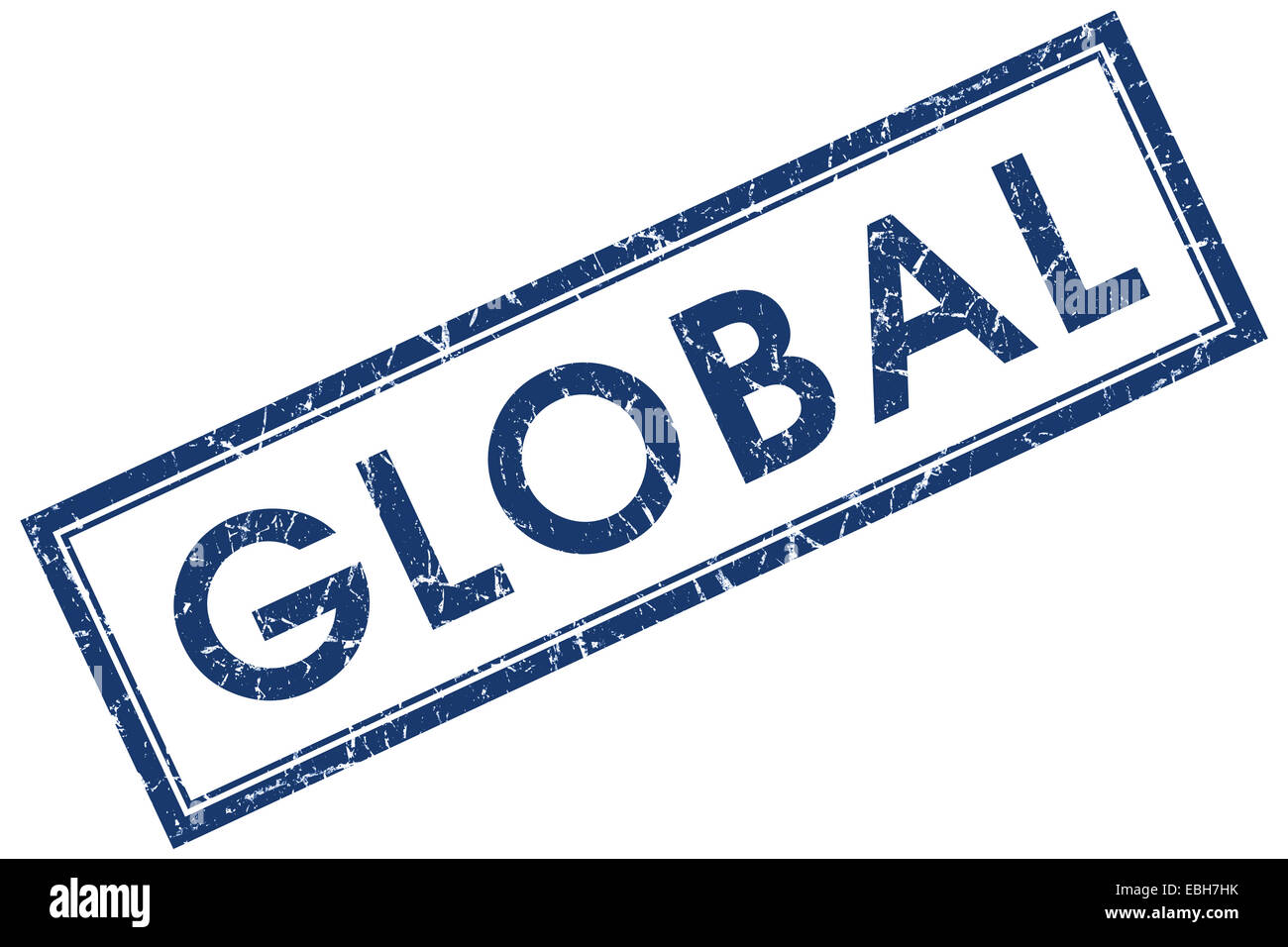 global blue square stamp isolated on white background Stock Photo - Alamy