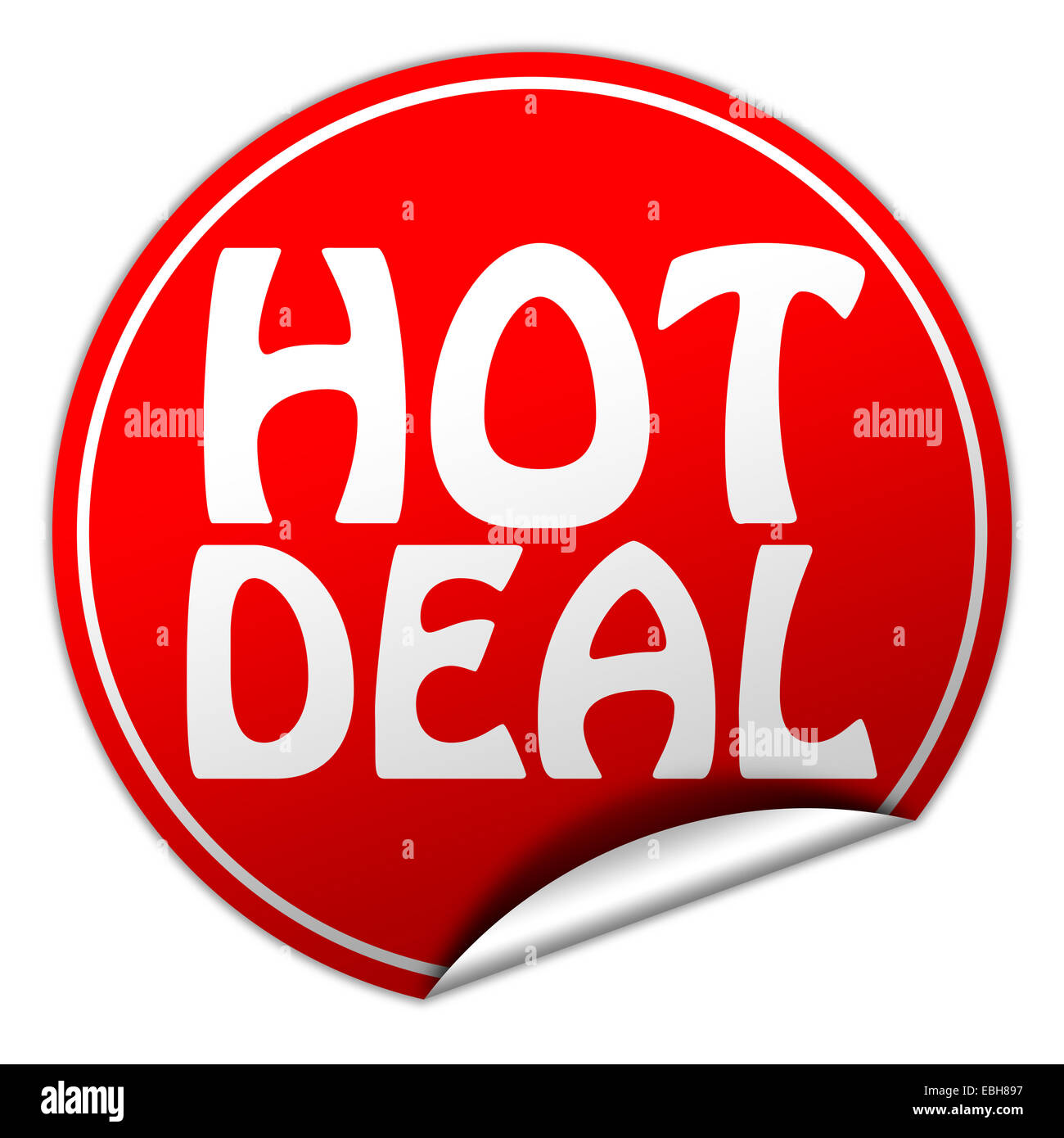 hot deal round red sticker on white background Stock Photo - Alamy