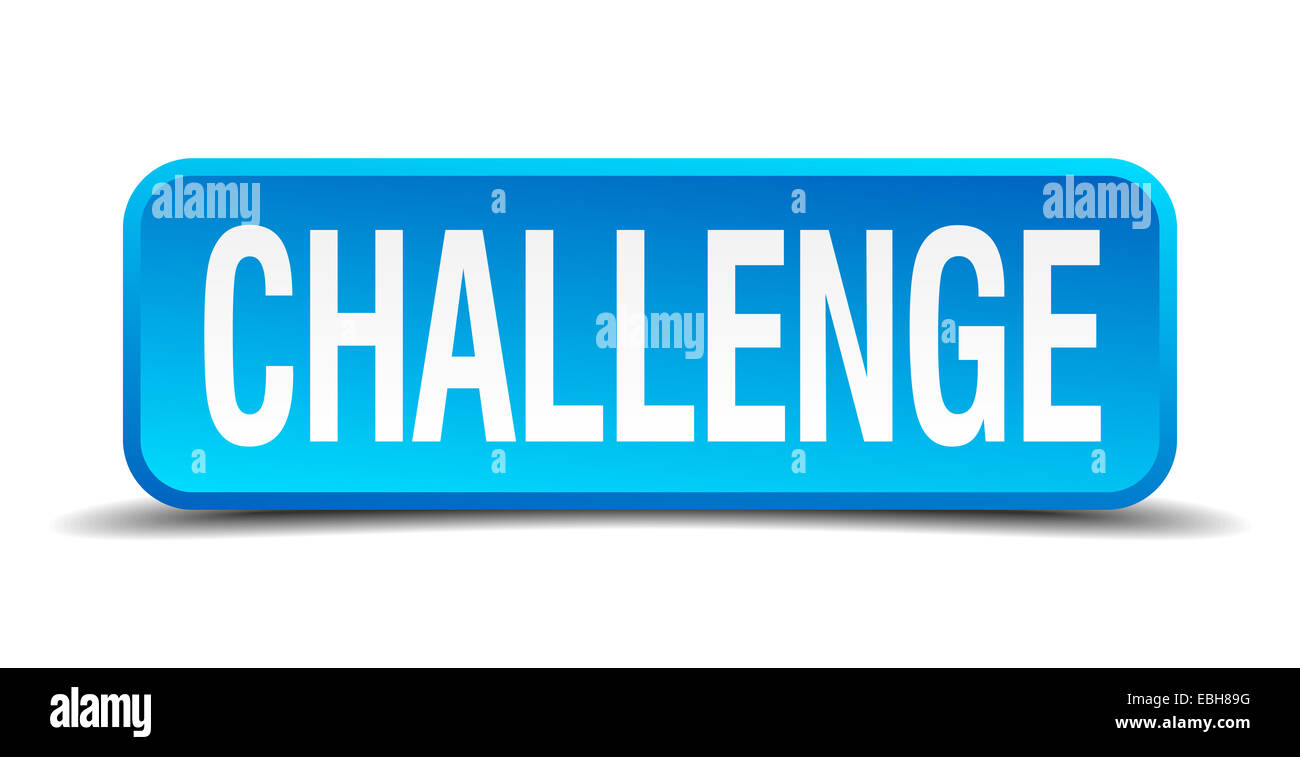 challenge blue 3d realistic square isolated button Stock Photo - Alamy