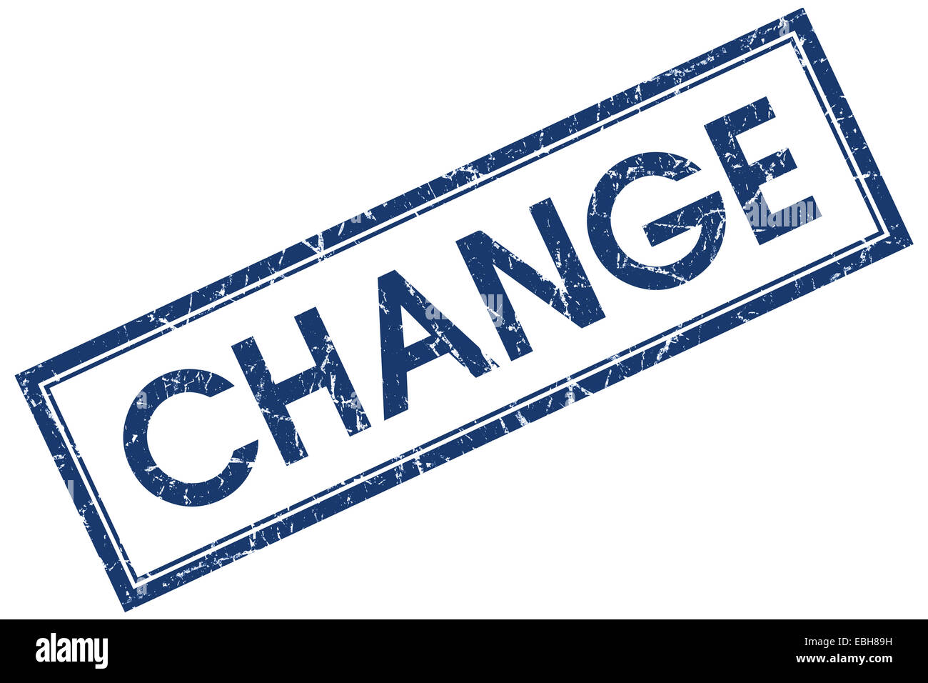 Change blue square grungy stamp isolated on white background Stock ...