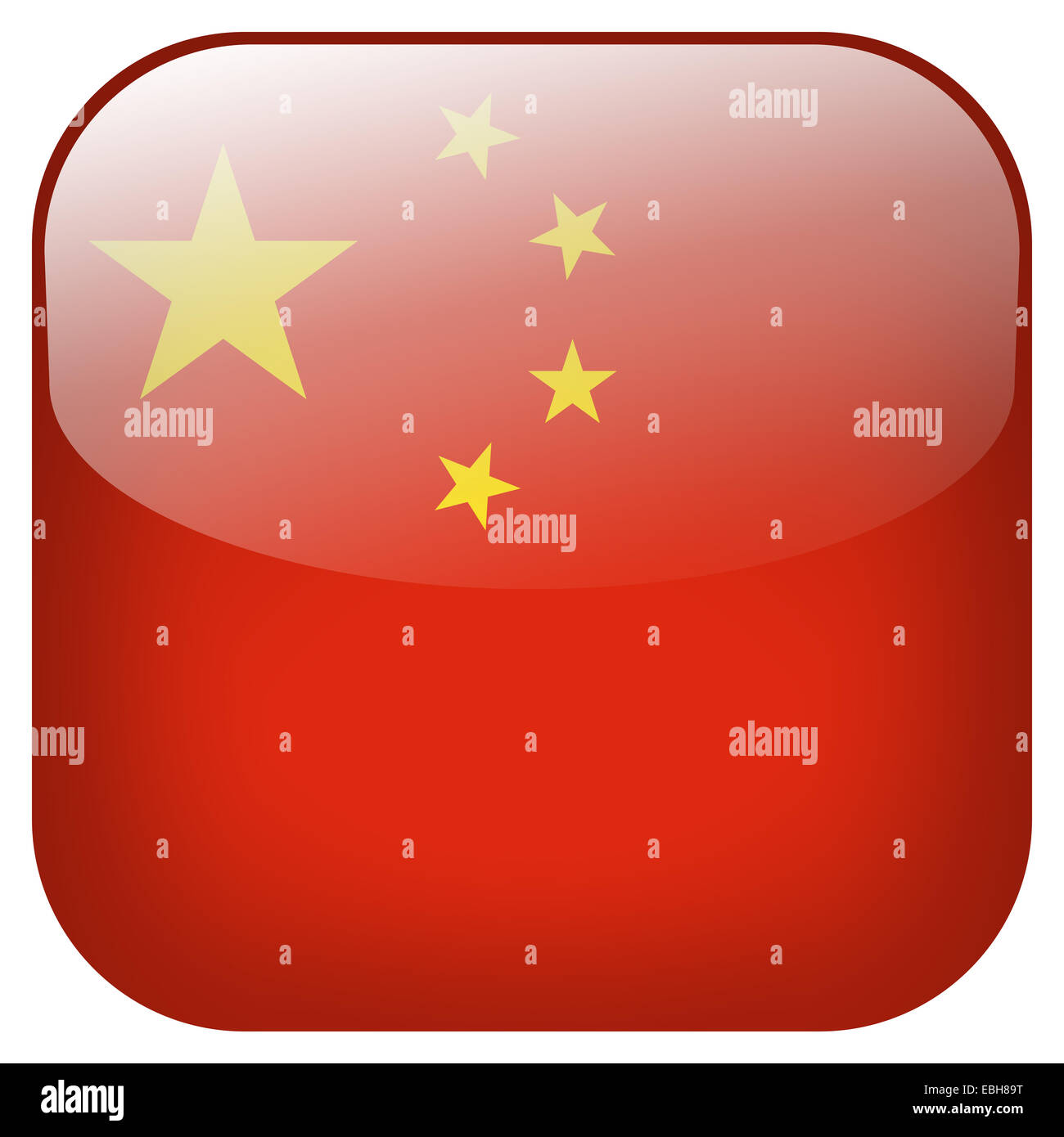 China national flag square button isolated on white background Stock ...