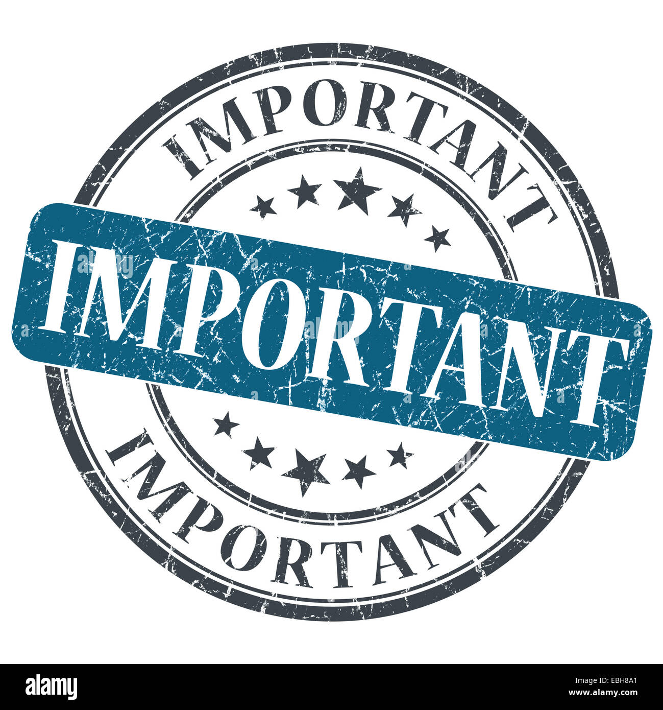 important blue round grungy stamp isolated on white background Stock ...