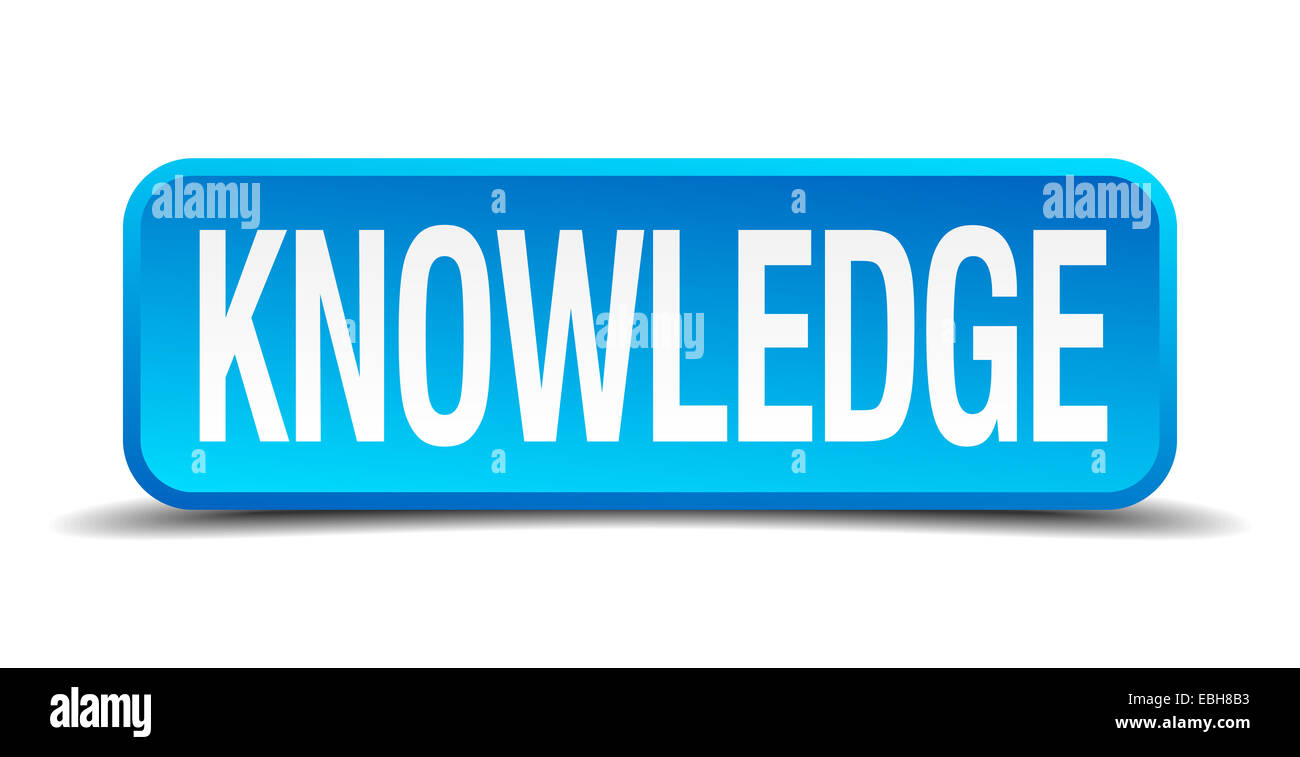 Knowledge blue 3d realistic square isolated button Stock Photo - Alamy