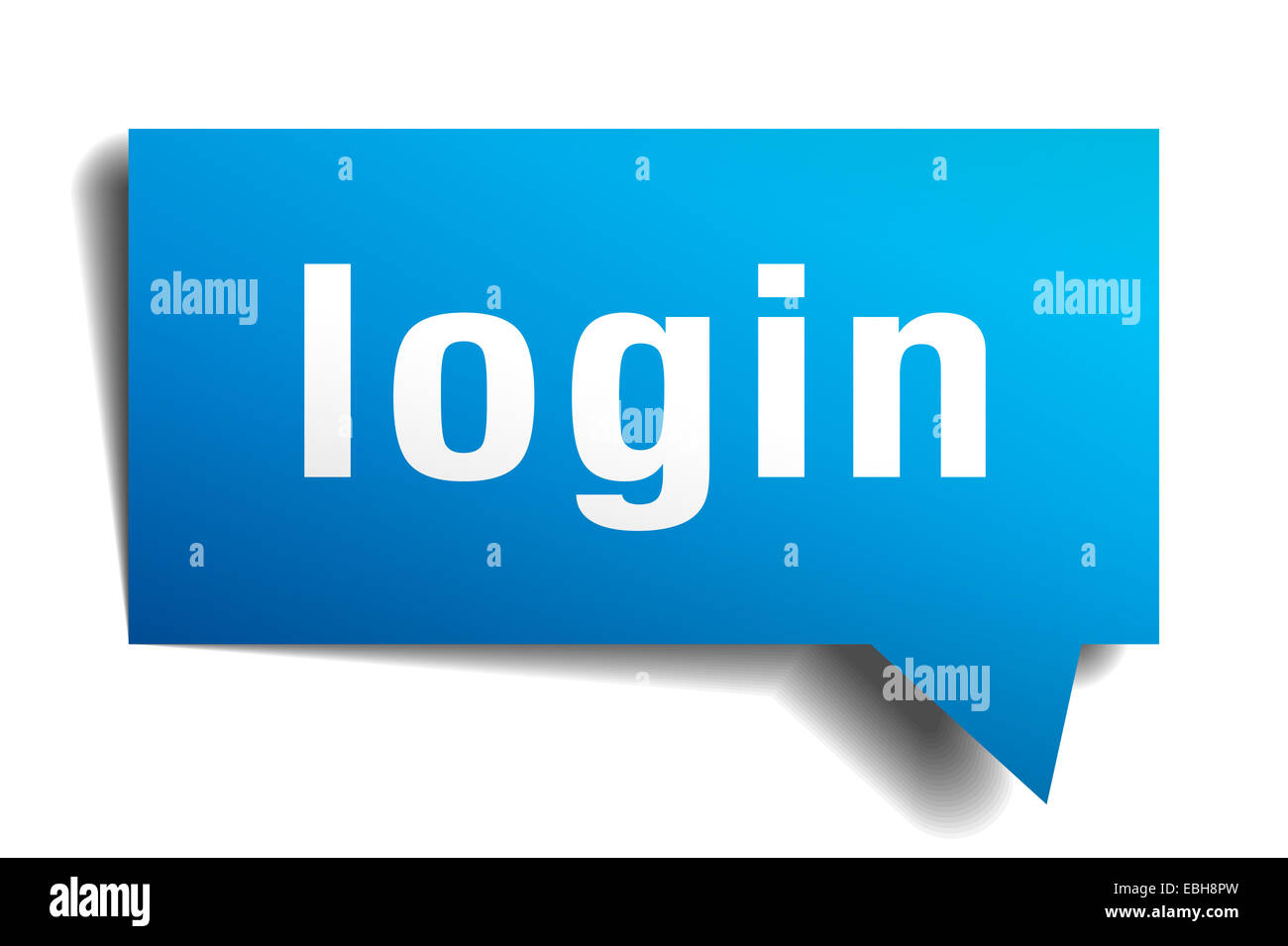 login blue 3d realistic paper speech bubble Stock Photo - Alamy
