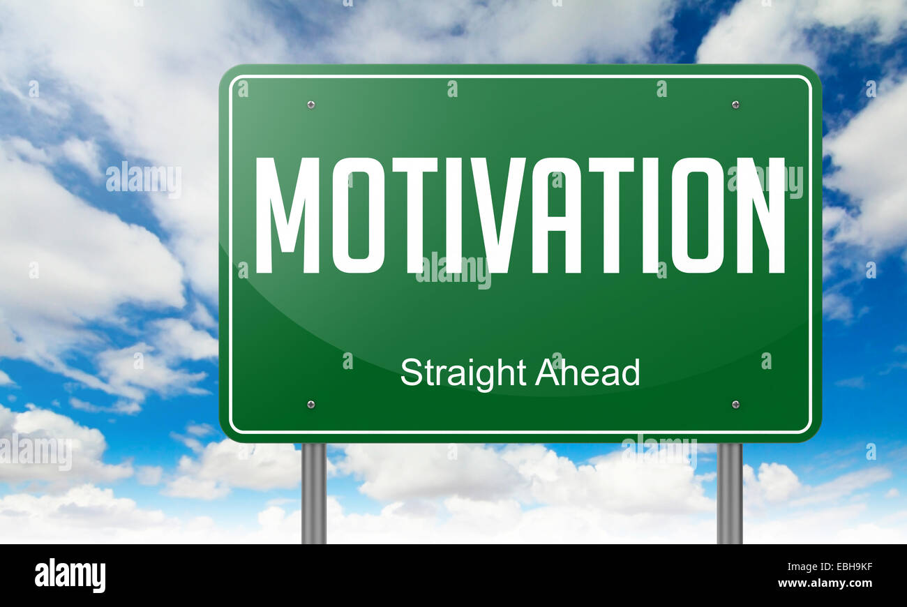 Highway Signpost with Motivation Wording on Sky Background Stock Photo ...
