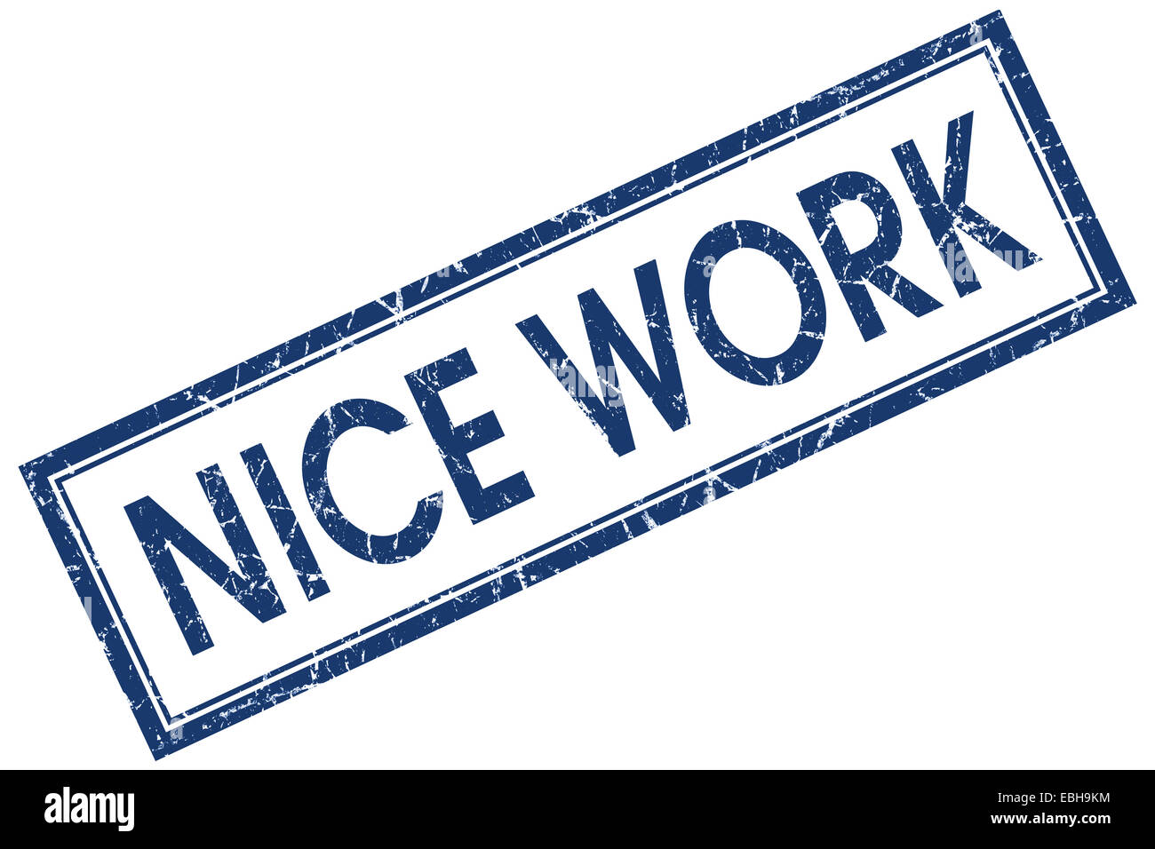 Nice work blue square grungy stamp isolated on white background Stock ...