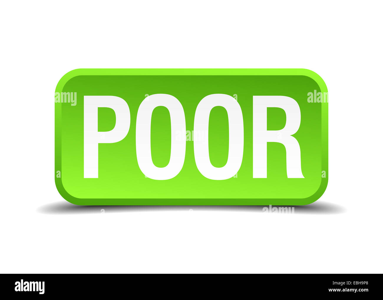 Poor green 3d realistic square isolated button Stock Photo - Alamy