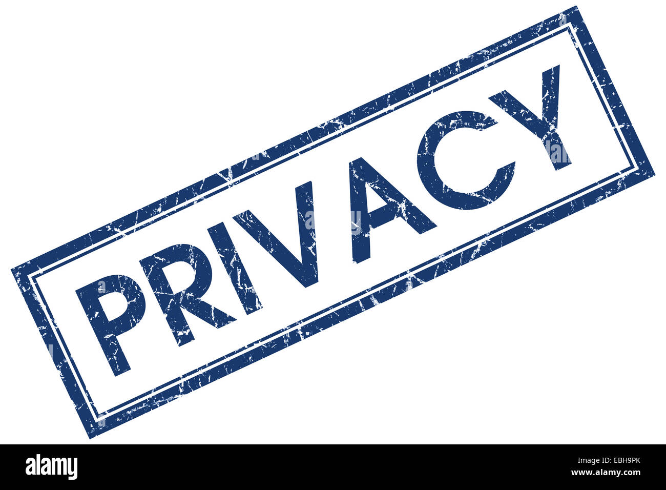 Privacy blue square grungy stamp isolated on white background Stock ...