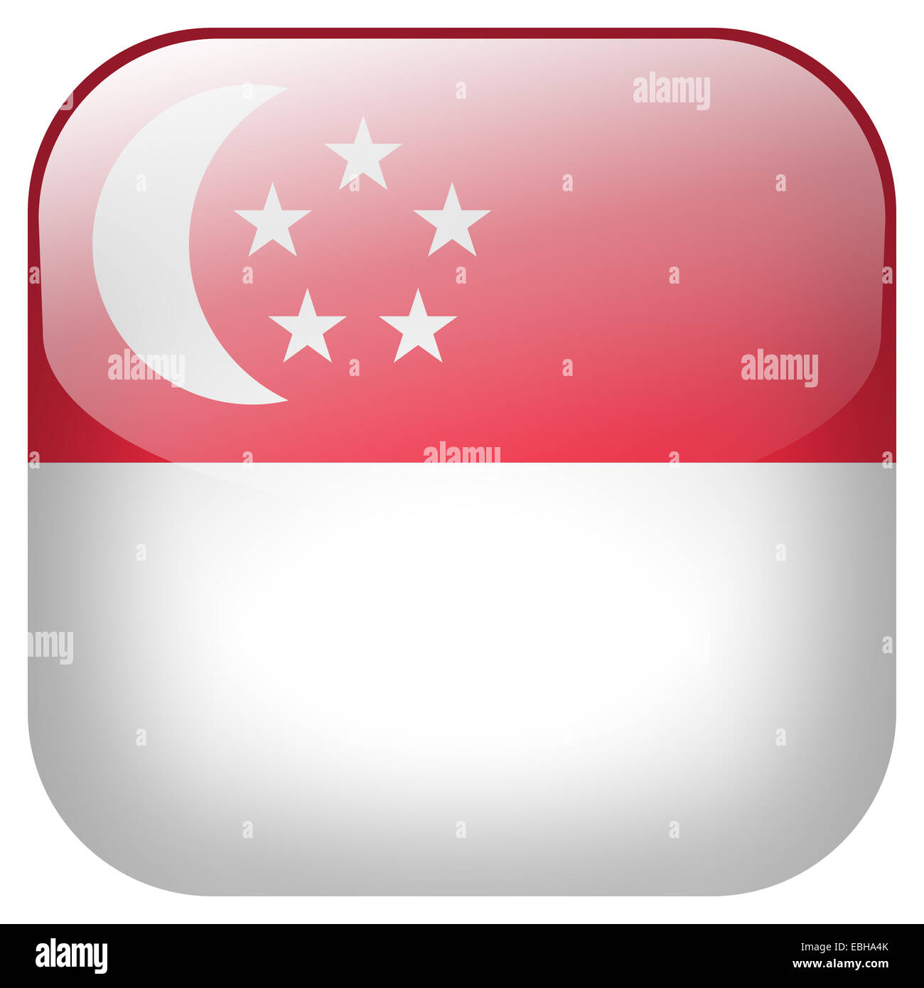 Singapore national flag square button isolated on white background ...
