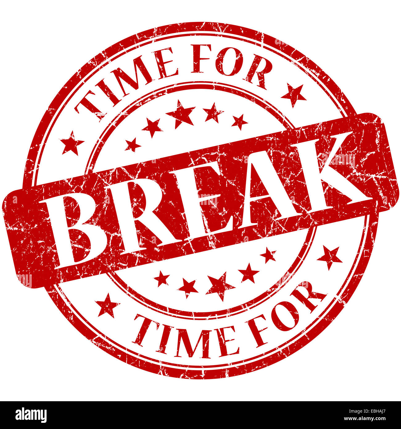Time for break red round grungy vintage isolated rubber stamp Stock ...