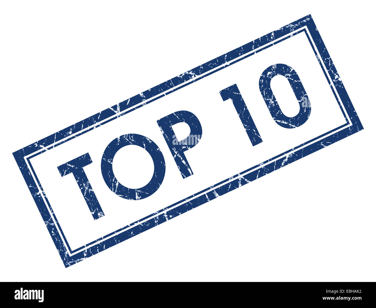 Top 10 blue square grungy stamp isolated on white background Stock ...