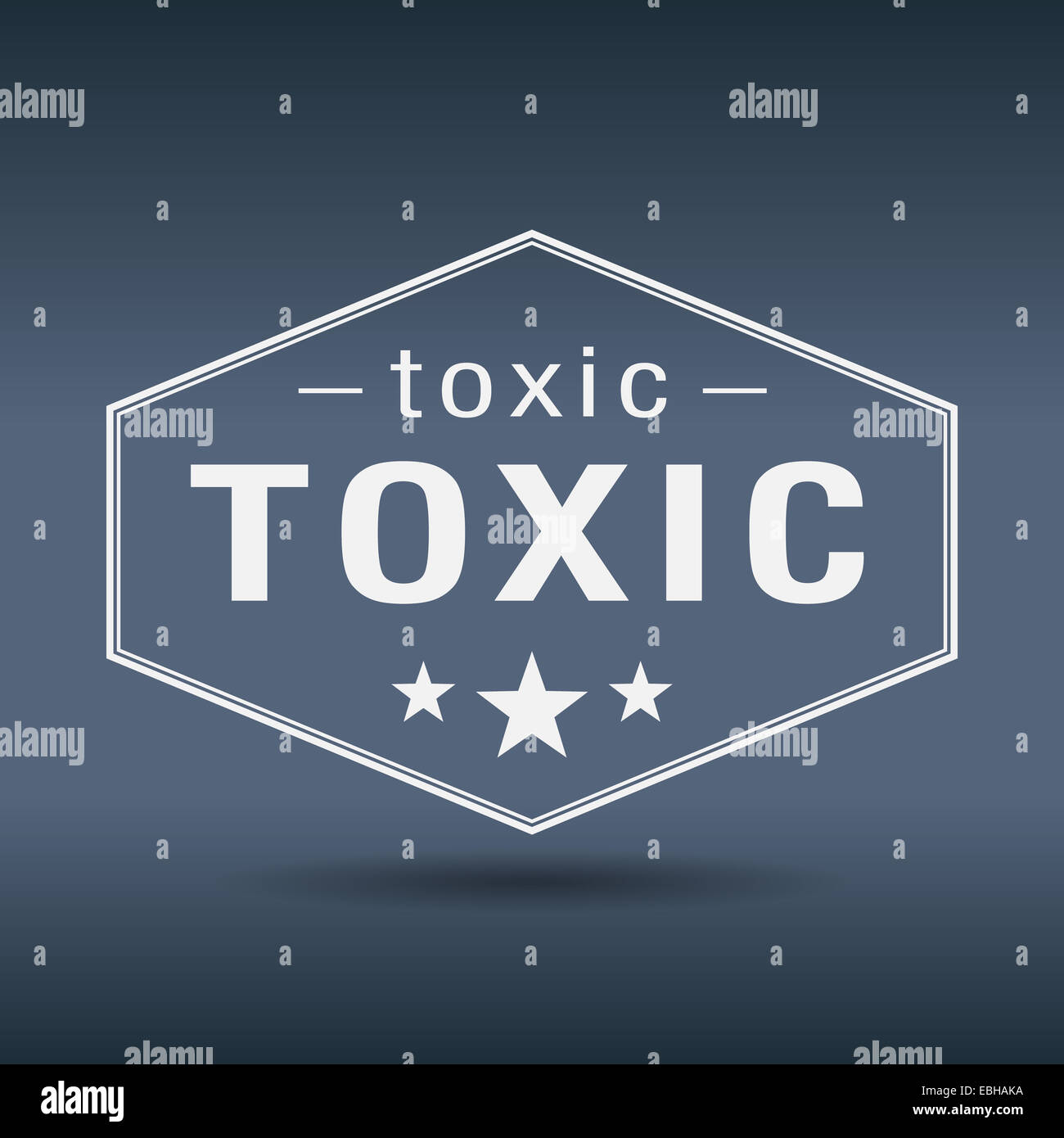 toxic hexagonal white vintage retro style label Stock Photo - Alamy