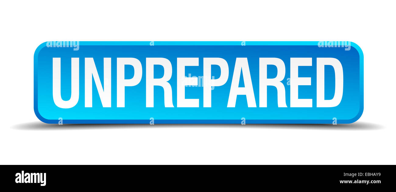 Unprepared blue 3d realistic square isolated button Stock Photo - Alamy