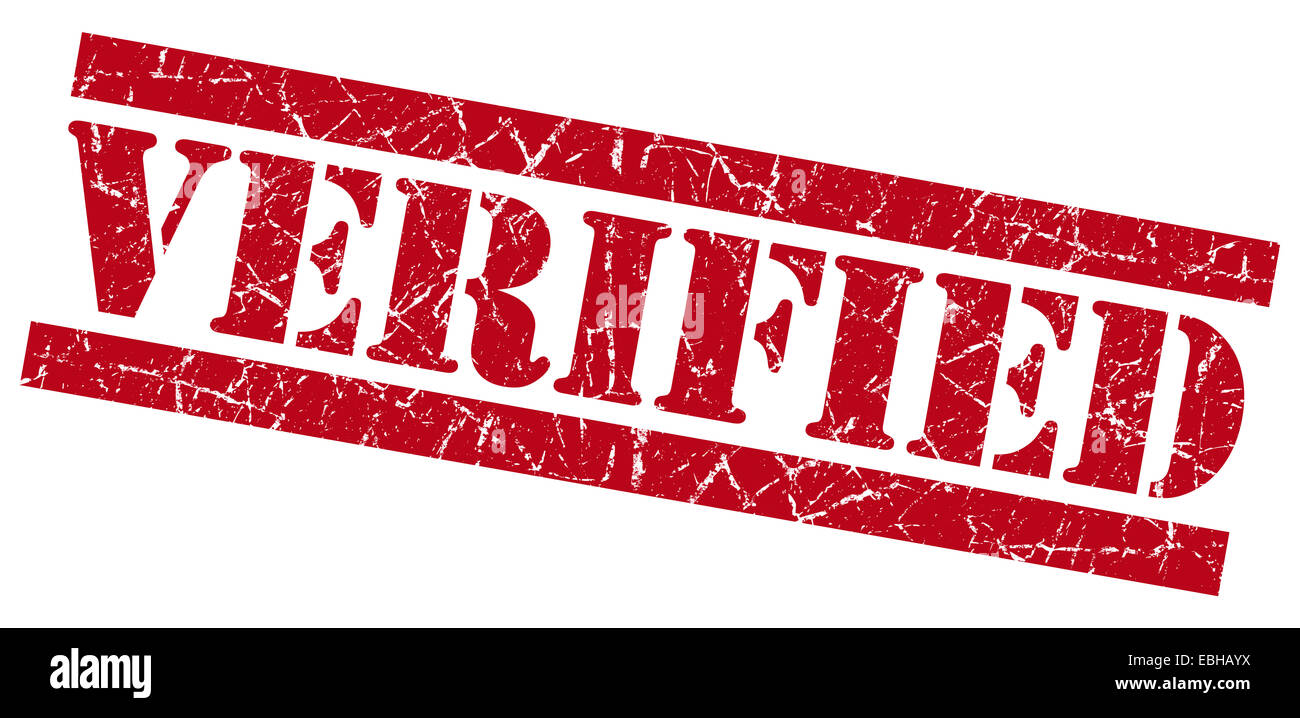 Verified red grunge stamp Stock Photo - Alamy