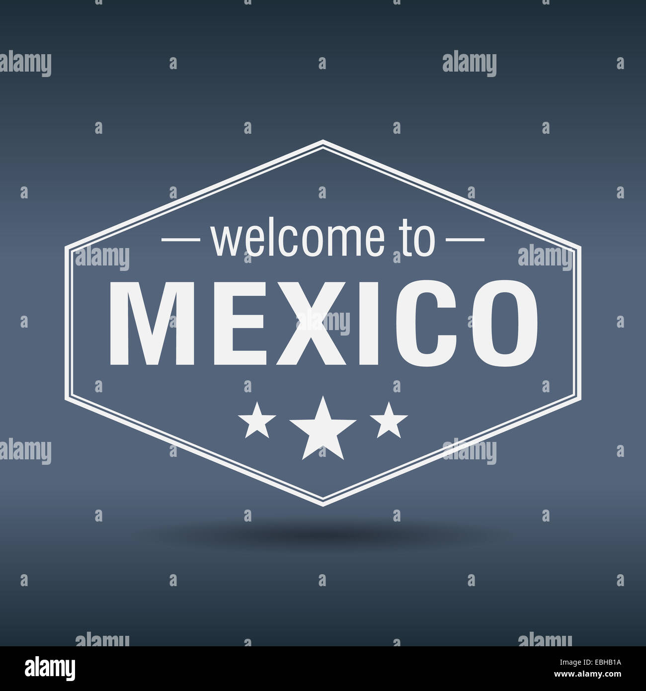 welcome to Mexico hexagonal white vintage label Stock Photo - Alamy