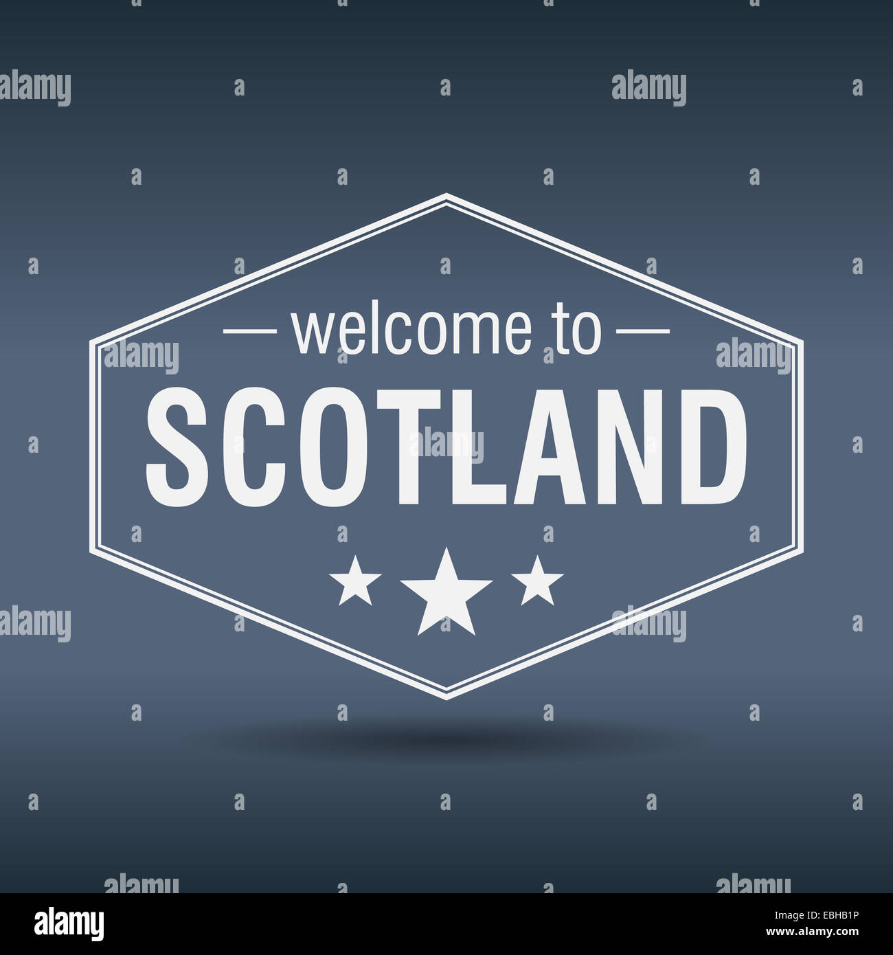 welcome to Scotland hexagonal white vintage label Stock Photo - Alamy