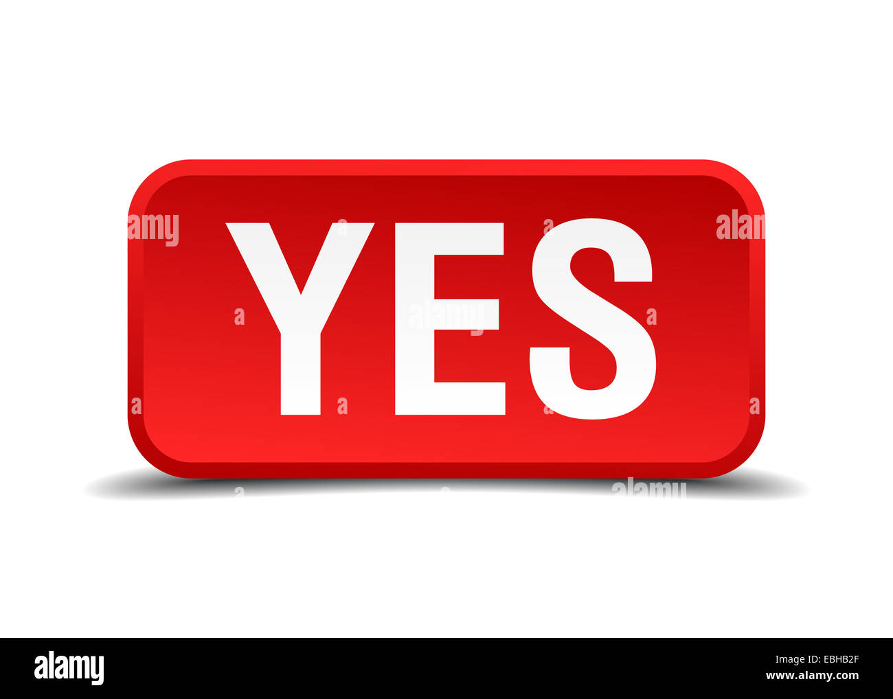 Yes red 3d square button isolated on white Stock Photo - Alamy